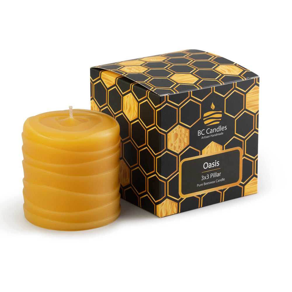 Oasis 3"x3" Pure Beeswax Pillar Candle – BC Candles