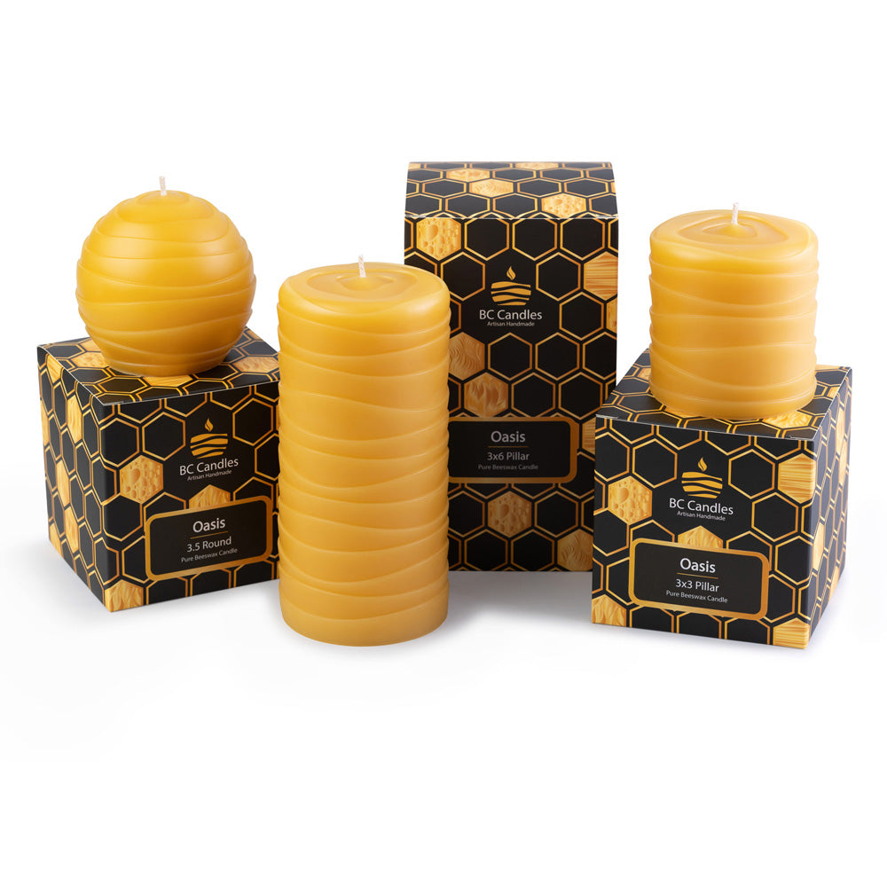 Set of 3 "Oasis" Pure Beeswax Candles – BC Candles